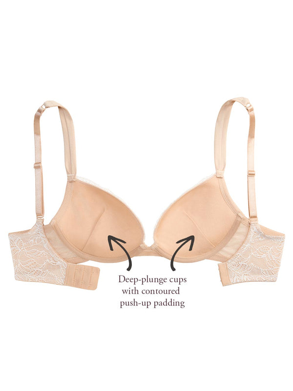 Jen Bra, Petite, Deep-Plunge, Contoured, Push-Up, Convertible Straps