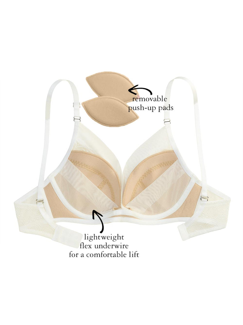 Jennifer Lace Bralette, Petite, Removable Padding, Light Push-Up, Lace