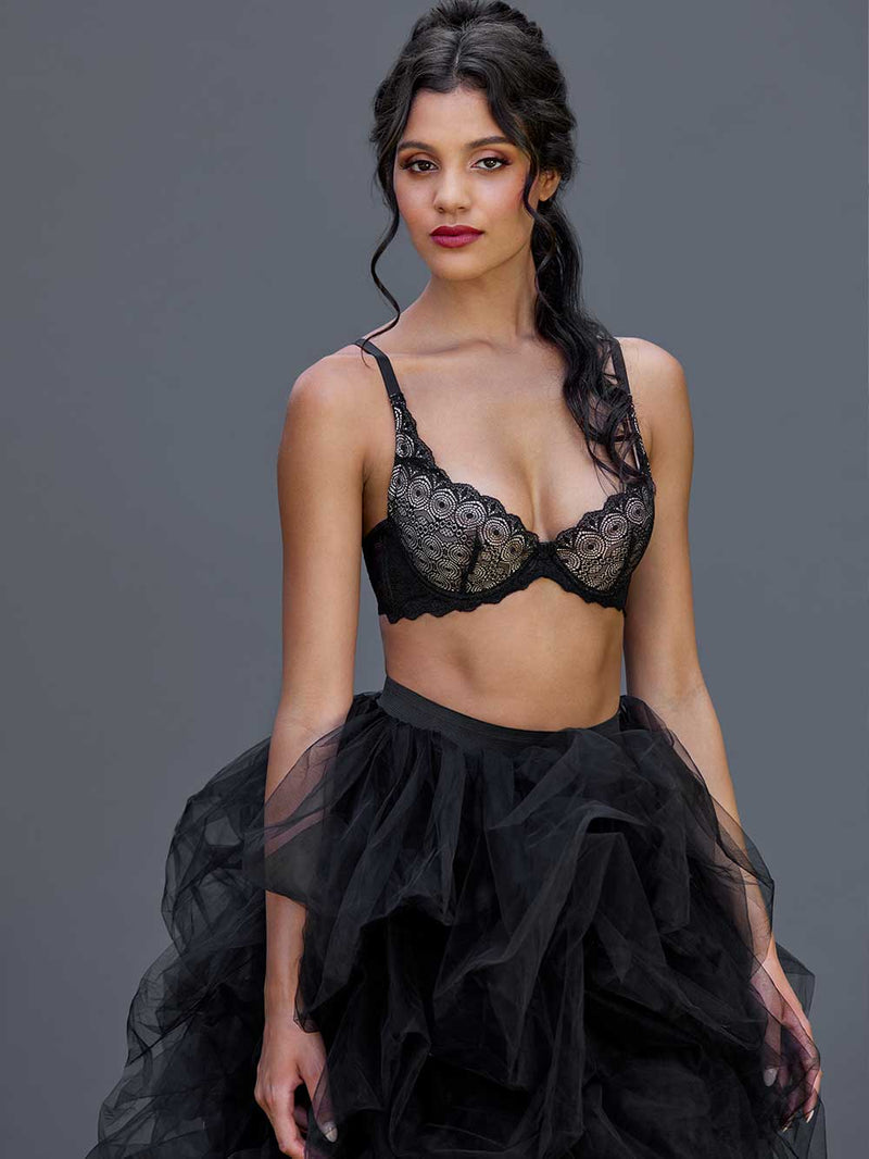 Naomi Lace Bra, Petite, Demi-Cup, Removable Padding, Push-Up