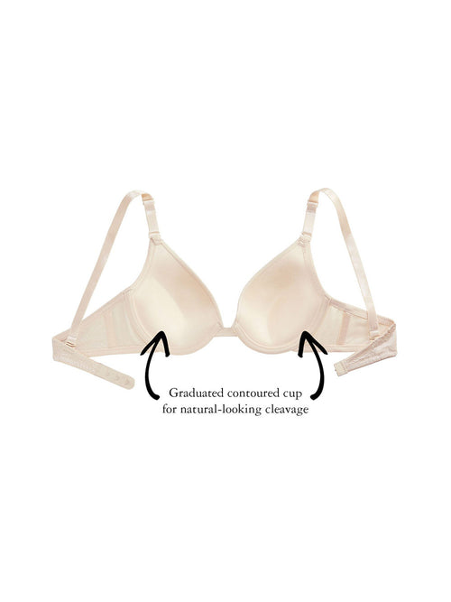 Angela Smooth Cup, Deep-Plunge, Petite, Contoured Push-Up, T-shirt Bra