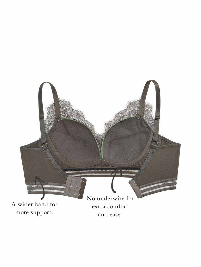 Caroline Wire-free Bra, Lightly Lined Cups, Petite, Bralette, Lace
